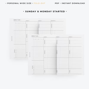 Personal Wide, Fold-out Vertical Weekly Planner Printable ...
