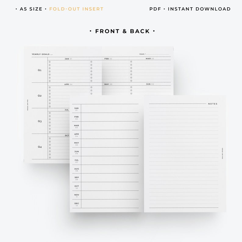 A5, Fold-out Yearly Goals - Etsy