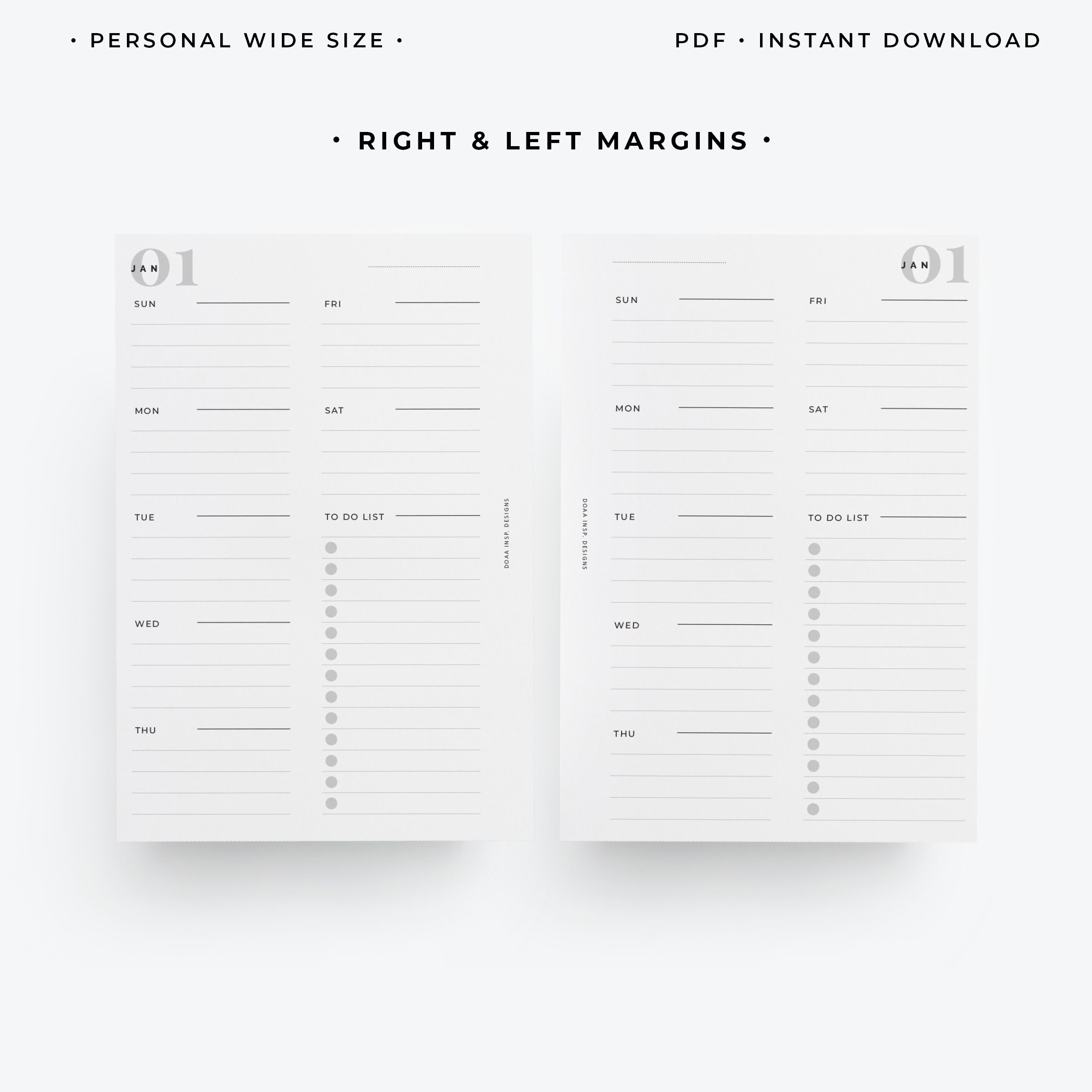 Personal Wide Weekly Planner Printable Weekly Agenda Week on - Etsy