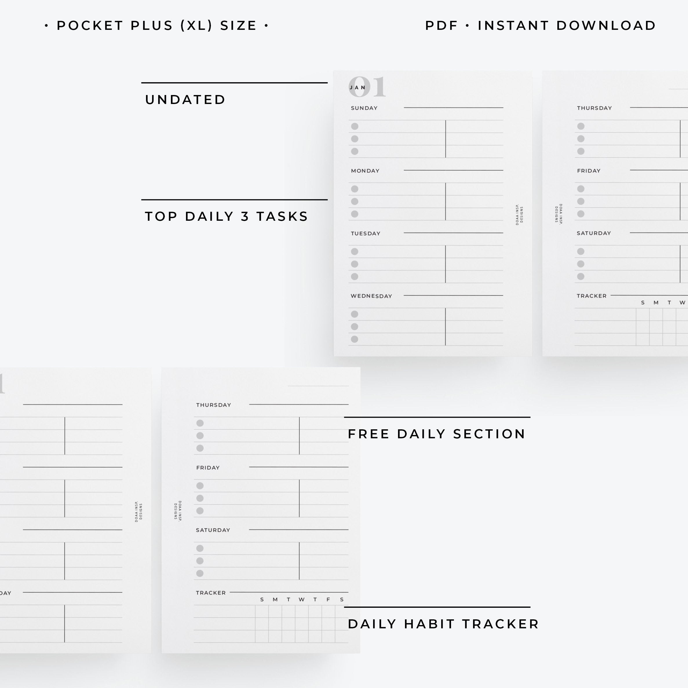 Pocket Plus Weekly Planner Week on Two Pages Printable - Etsy