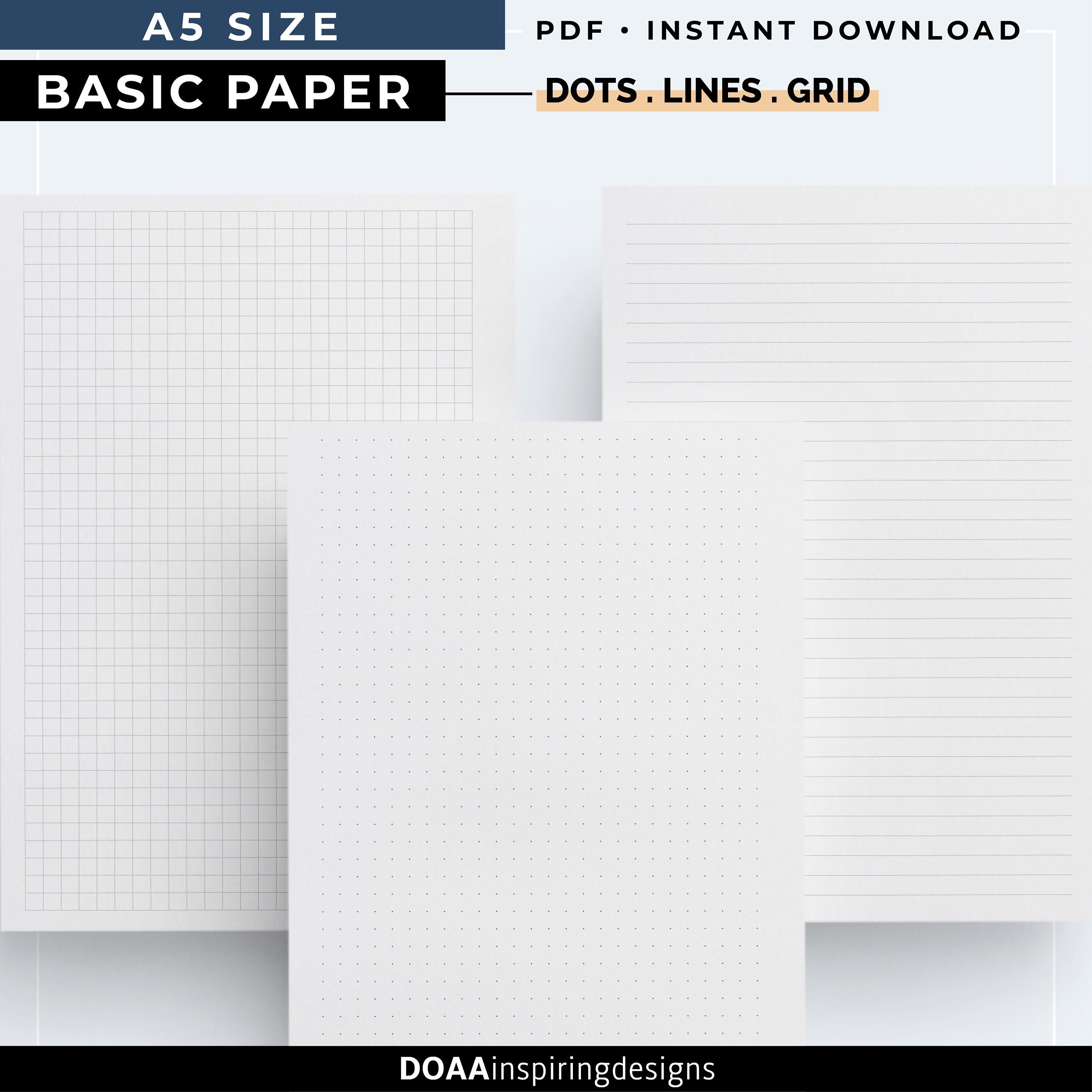A5 Dotted lines grid planner printable 5 mm grid pages | Etsy