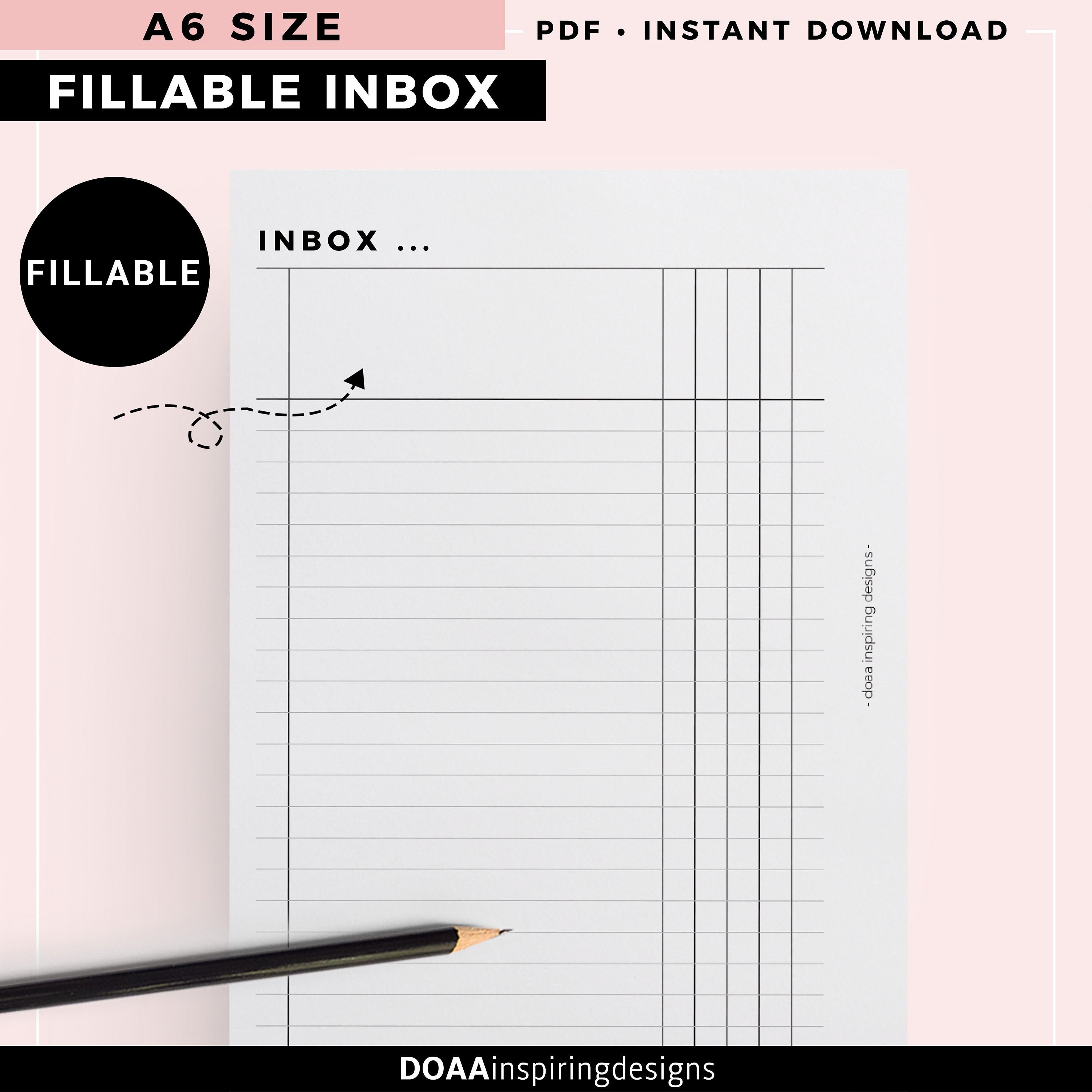 A6 Fillable Inbox Printable Planner Brain Dump Inserta6 | Etsy