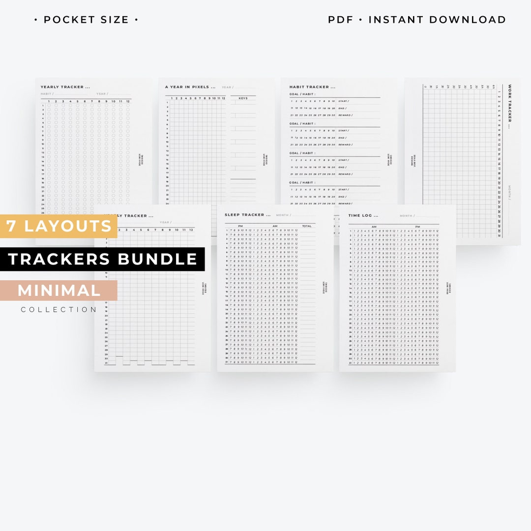 Pocket Size Trackers Bundle, Pocket Work Tracker, Pocket Sleep Tracker ...