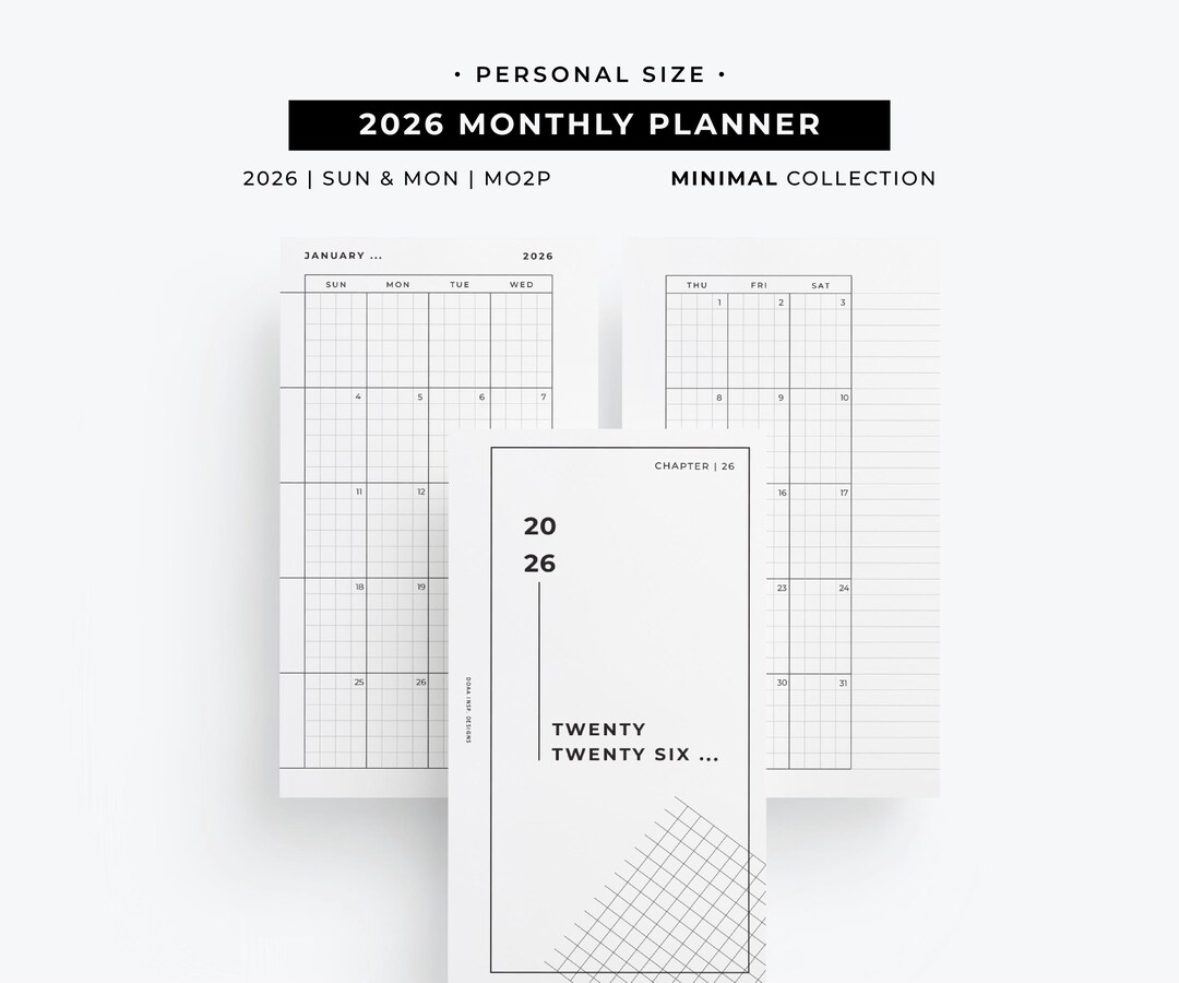 2026 Personal Month on 2 Pages Printable Planner | Minimal Collection ...