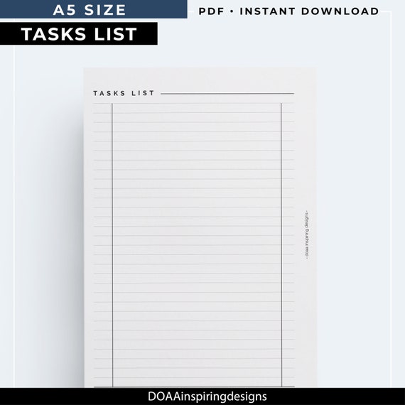 A5 to do list printable planner tasks list insert | Etsy