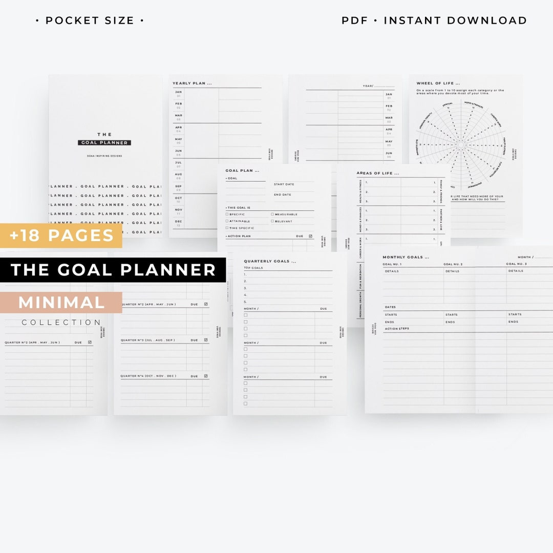 Pocket, Goal Setting Planner Printable, Pocket Size Goal Setting ...