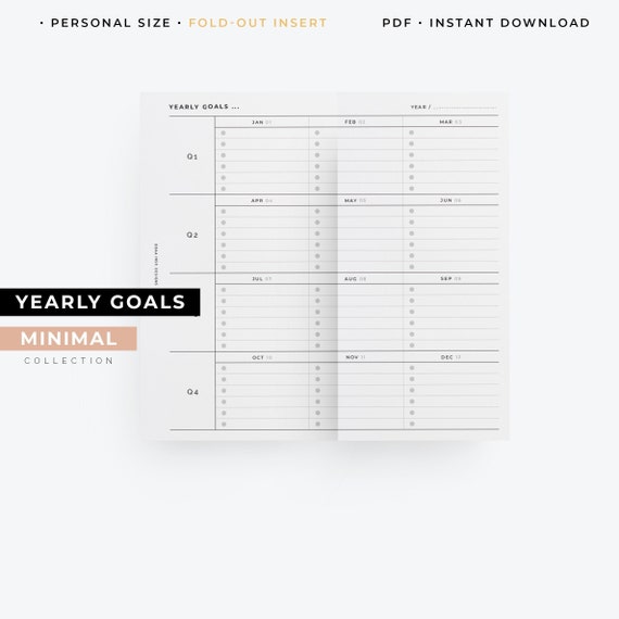 Fold-out Yearly Goals Planner Goal Setting Planner Insert - Etsy