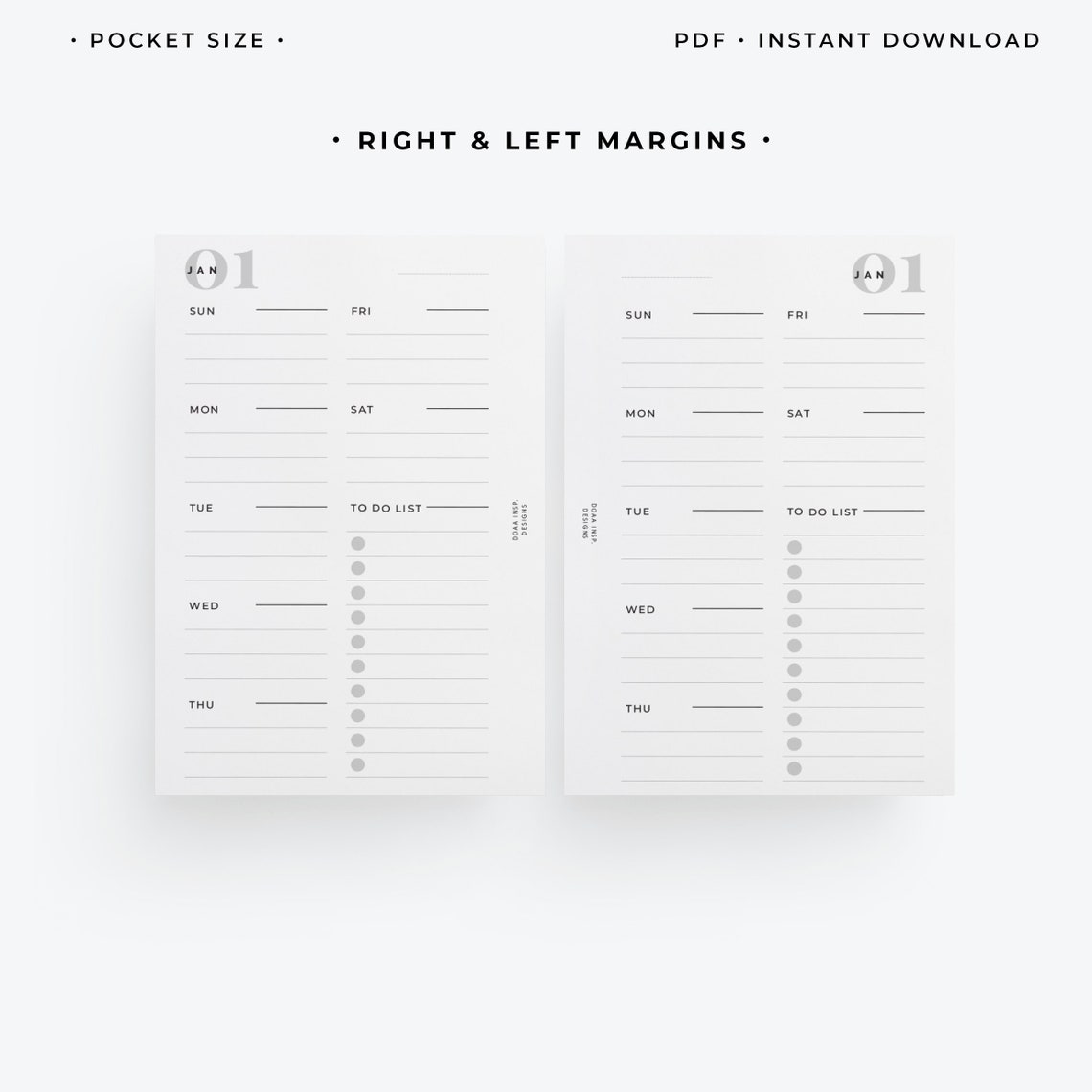 Pocket Size Weekly Planner Printable Week on One Page - Etsy