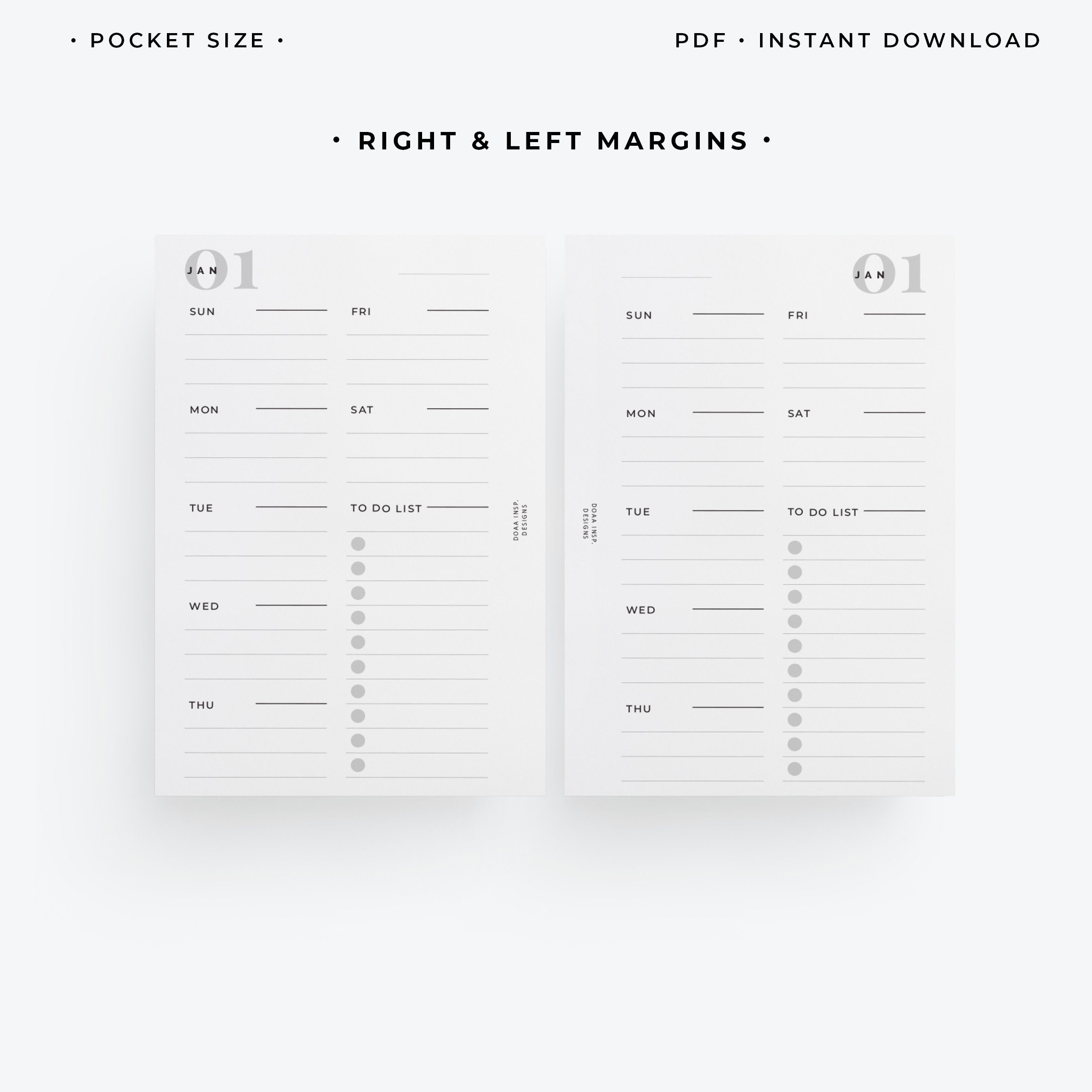 Pocket Size Weekly Planner Printable Week on One Page | Etsy