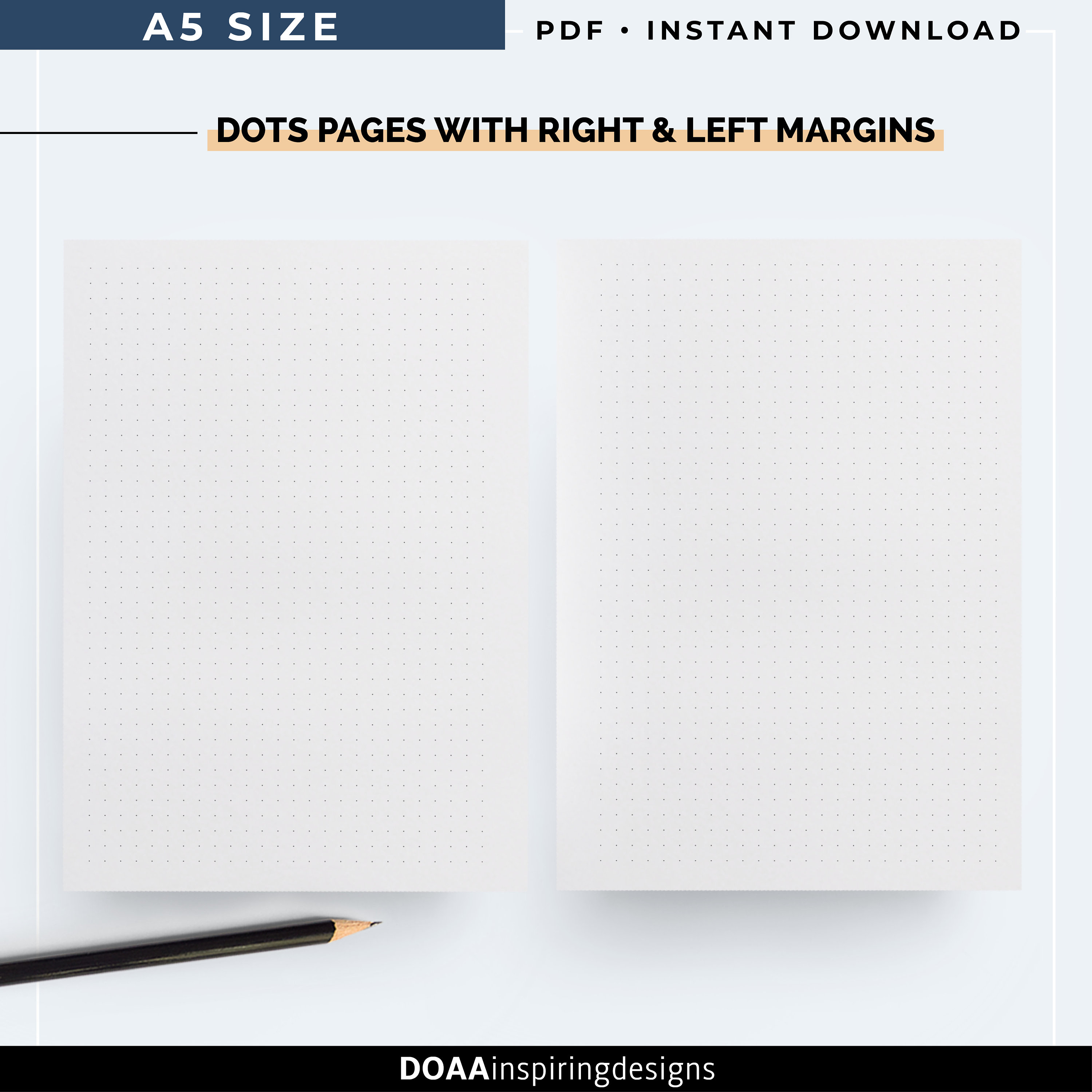 A5 Dotted lines grid planner printable 5 mm grid pages | Etsy