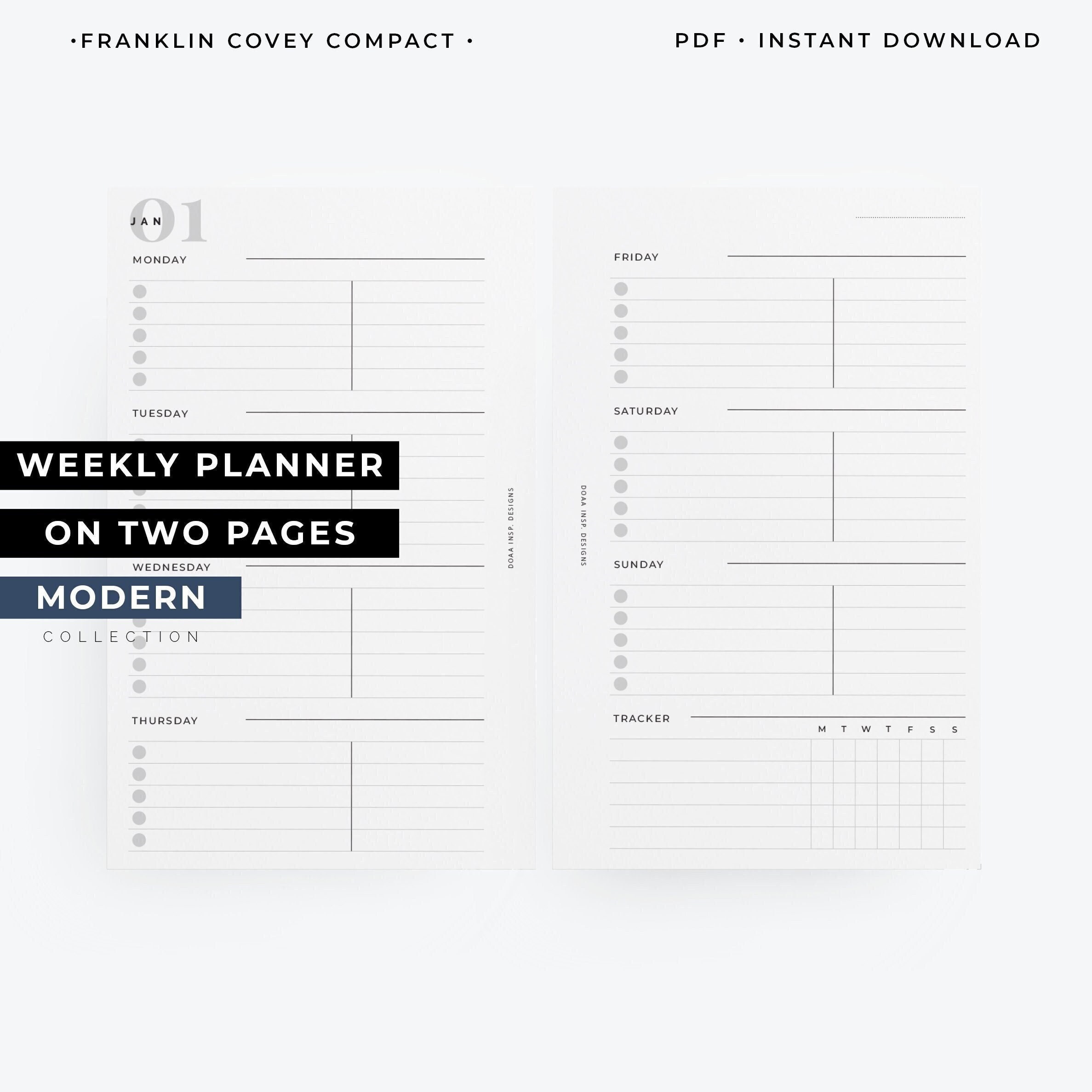 FC Compact Weekly Agenda Week on Two Pages Printable Planner - Etsy