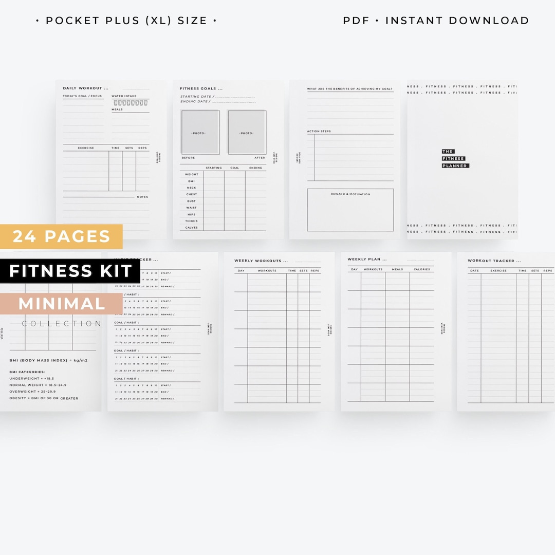 Pocket Plus Fitness Planner: Food & Workout Log (digital Download) - Etsy