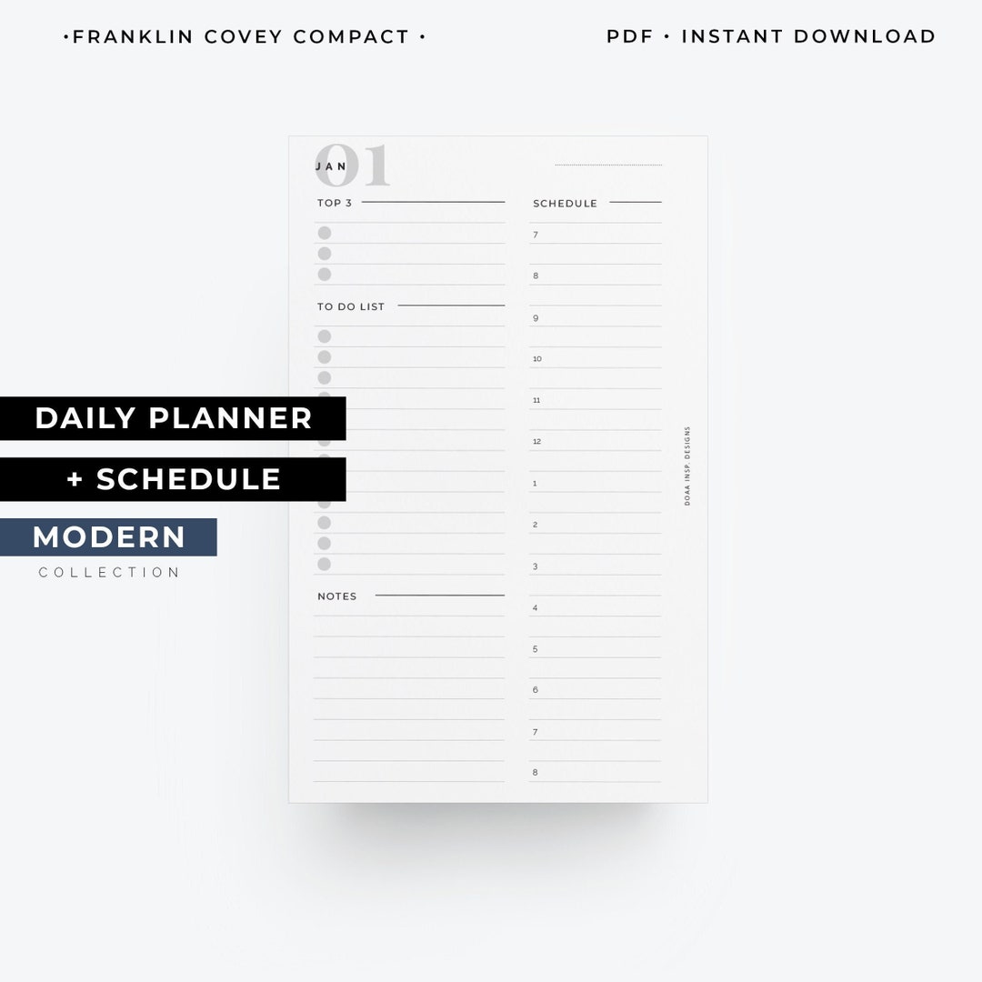 FC Compact Daily Planner: Modern Schedule (digital Download) - Etsy