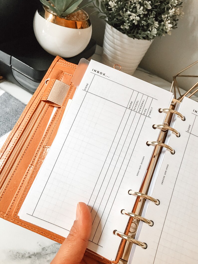 Personal Wide Fillable Inbox Printable Planner, Categorized Lists ...