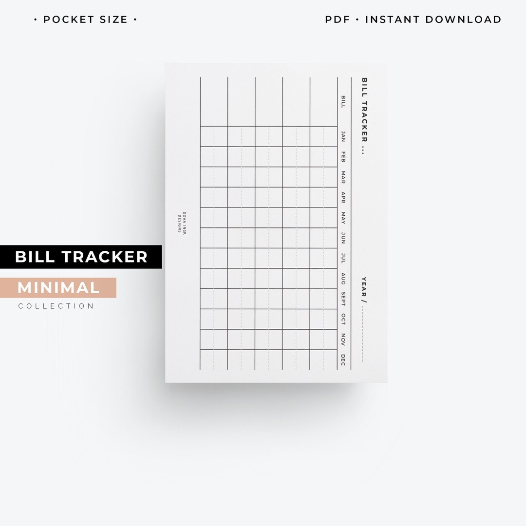 Pocket Size Bill Tracker, Money Tracker, Debit Tracker Printable ...