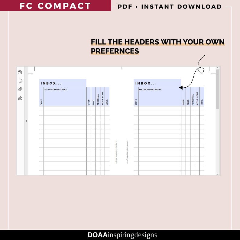 FC Compact Fillable Inbox Printable Planner | Etsy