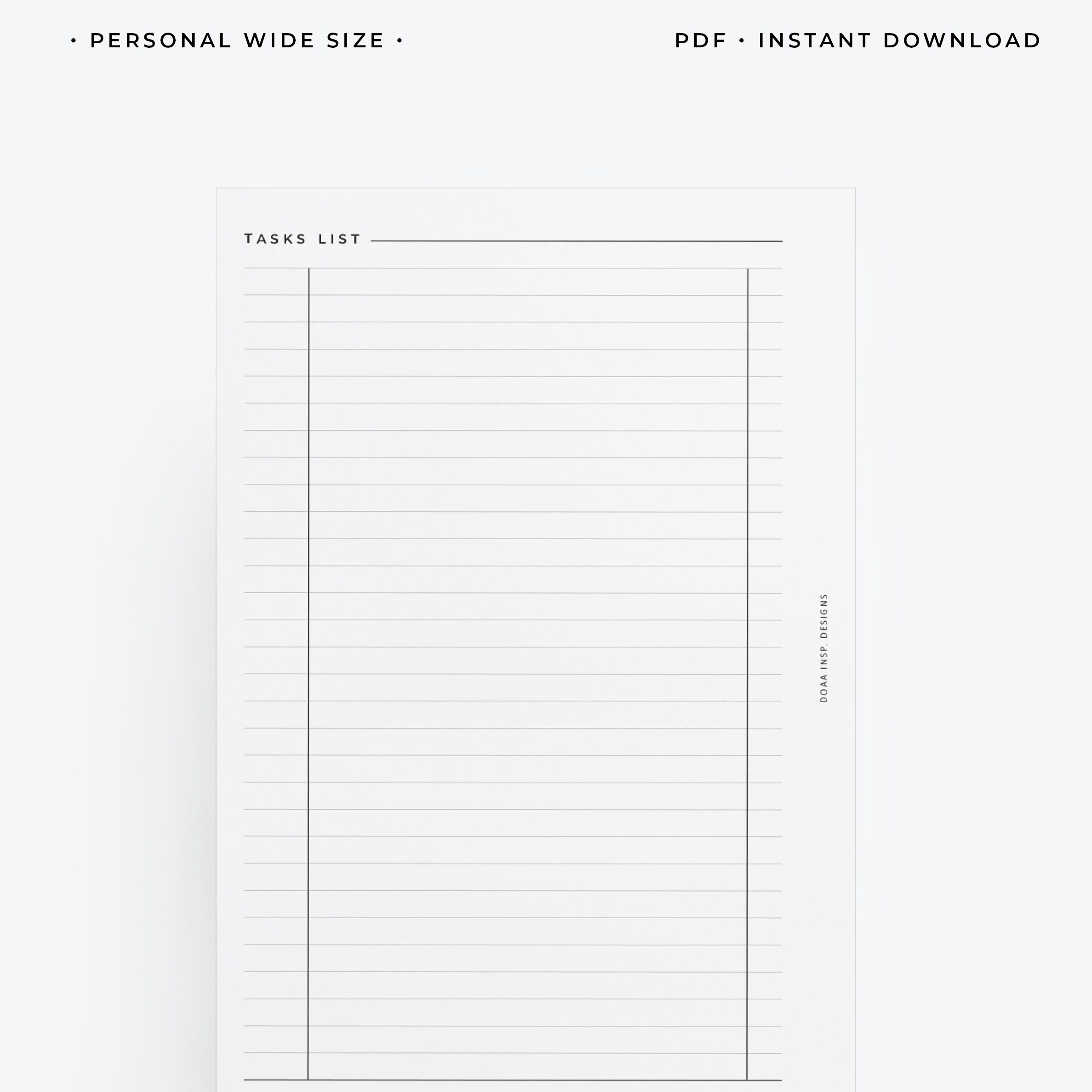 Personal Wide Tasks List Printable Planner to Do List Insert - Etsy