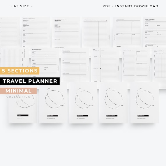 A5 Travel Planner Vacation Plan Inserts Travel Organizer - Etsy
