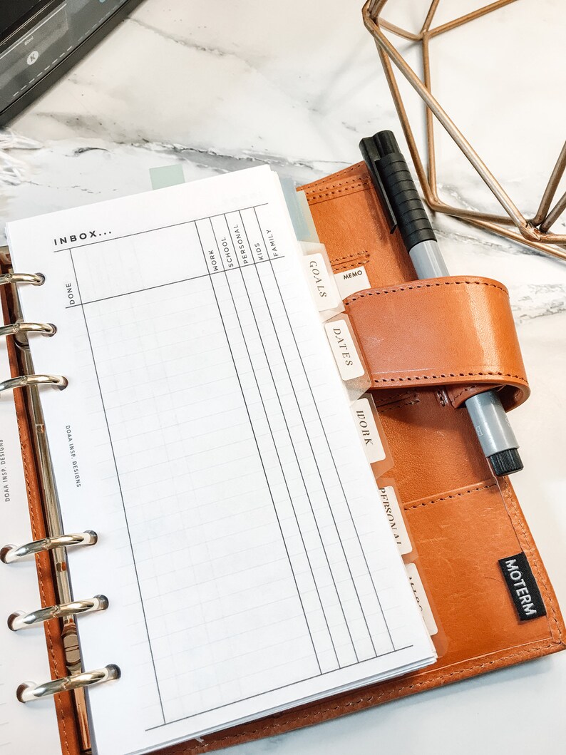 Personal Wide Fillable Inbox Printable Planner Categorized - Etsy
