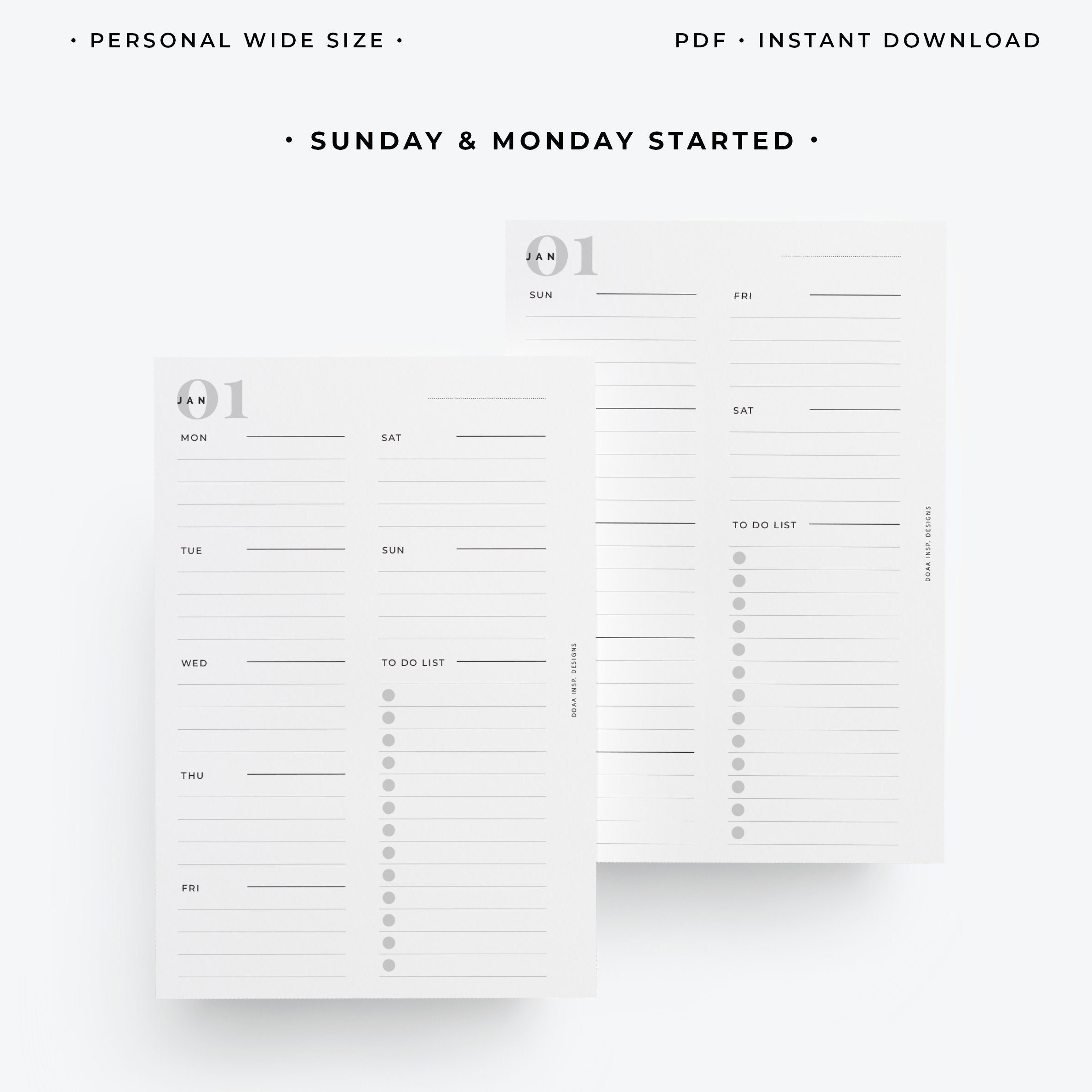 Personal Wide Weekly Planner Printable Weekly Agenda Week on - Etsy