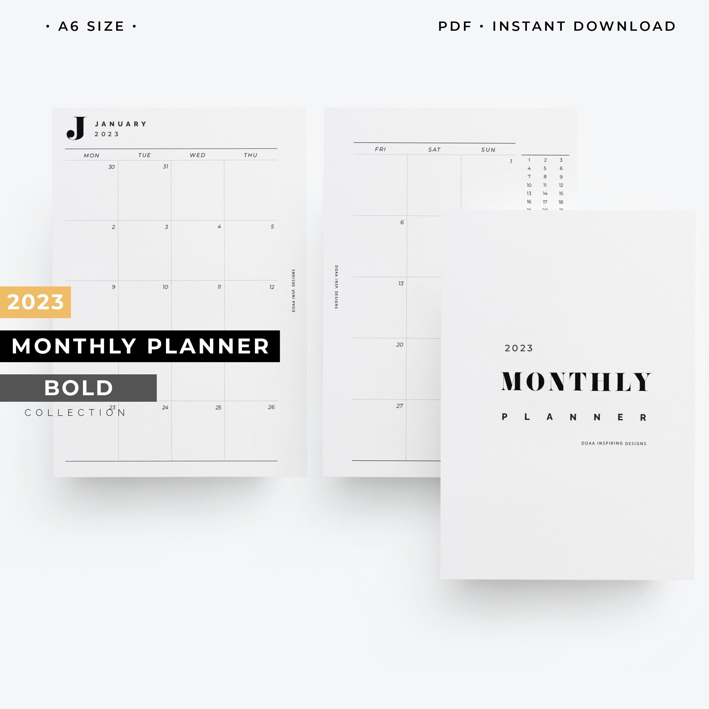 A6 2023 Monthly Planner 2023 Planner Printable A6 Month on - Etsy