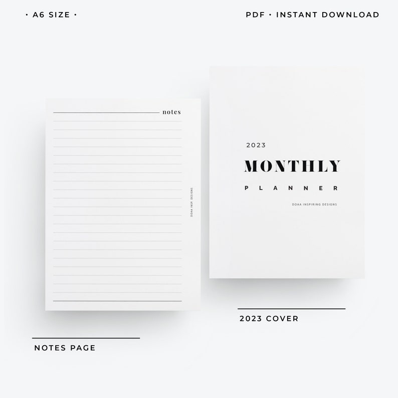 A6 2023 Monthly Planner 2023 Planner Printable A6 Month on - Etsy