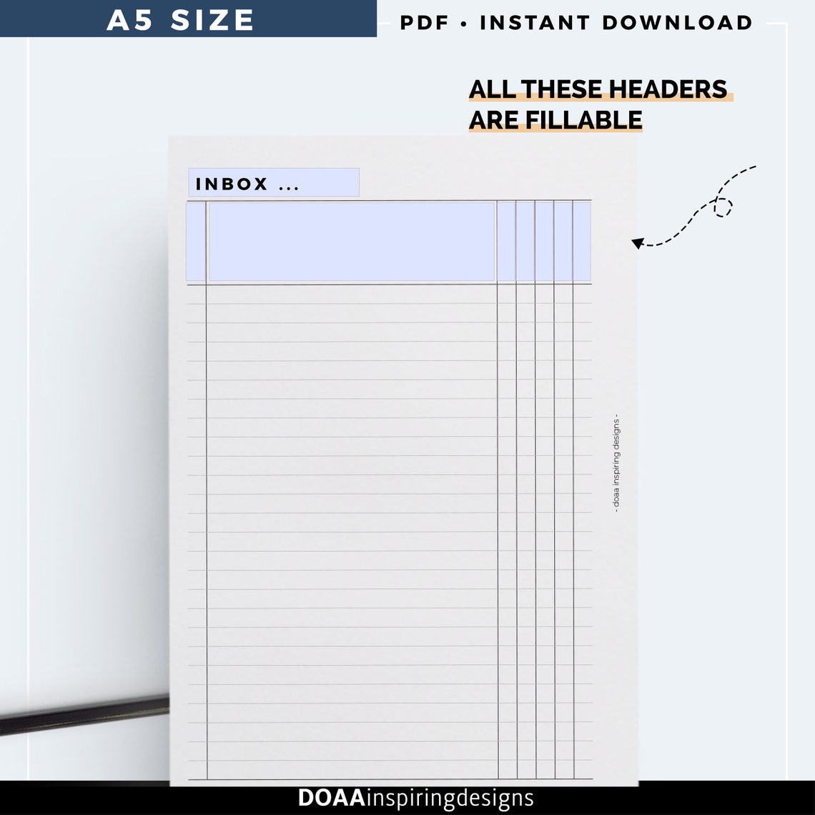 A5 Fillable Inbox Insert Printable Planner Inbox Tracker for - Etsy