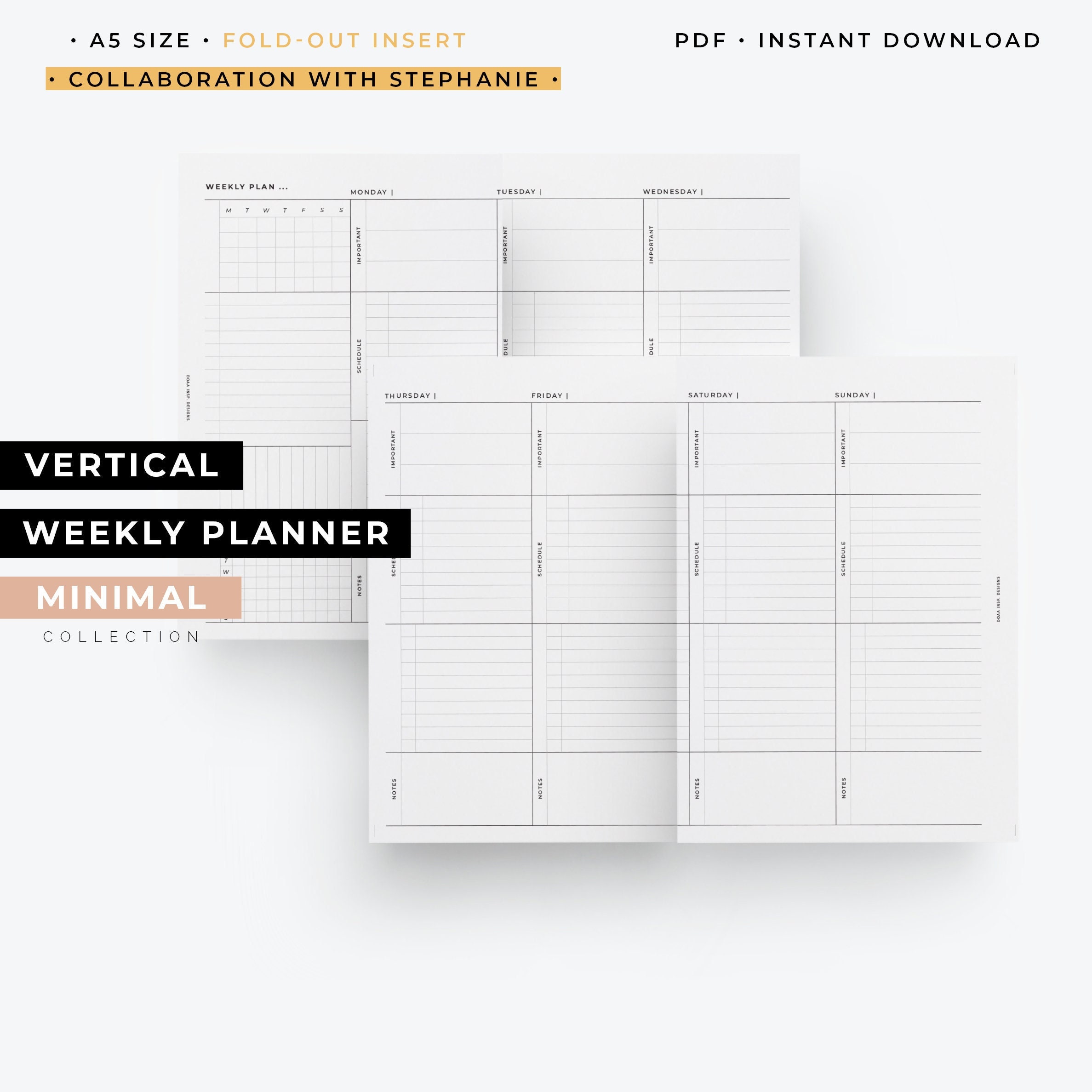 A5, Fold-out Vertical Weekly Planner Printable Collaboration With ...