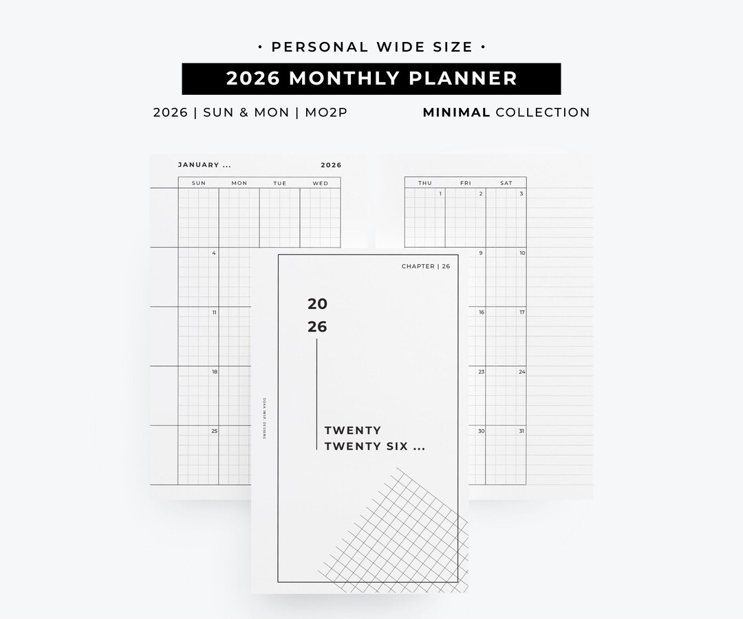 2026 Personal Wide Monthly Printable Planner PW Month on Two Pages ...