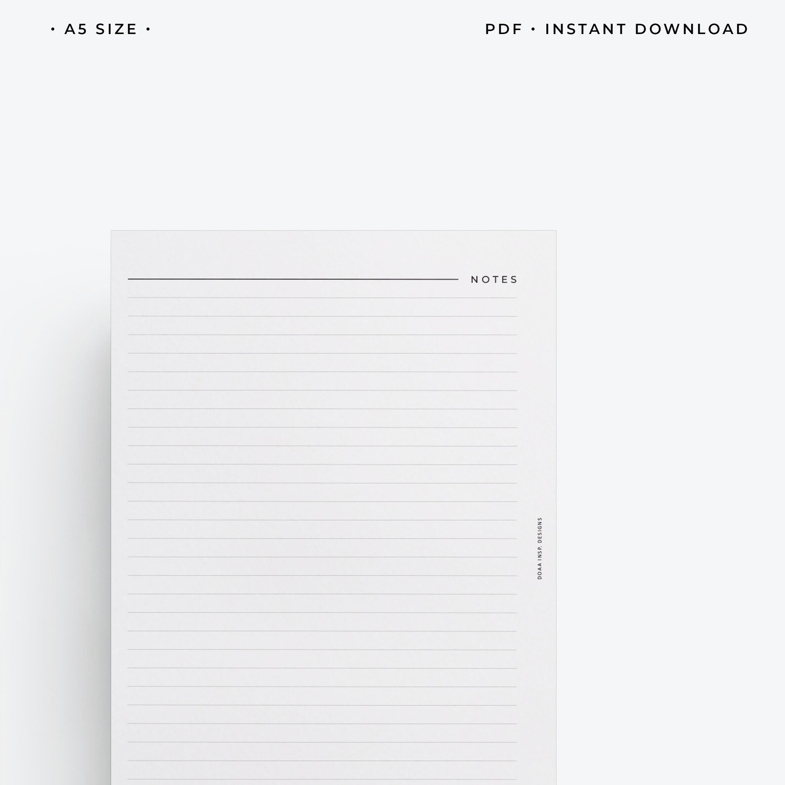 Notes Page for A5 Planners, A5 Notes Planner Printable, Notes Taking ...