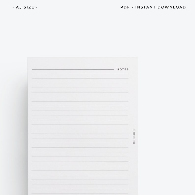 Notes Page for A5 Planners, A5 Notes Planner Printable, Notes Taking ...