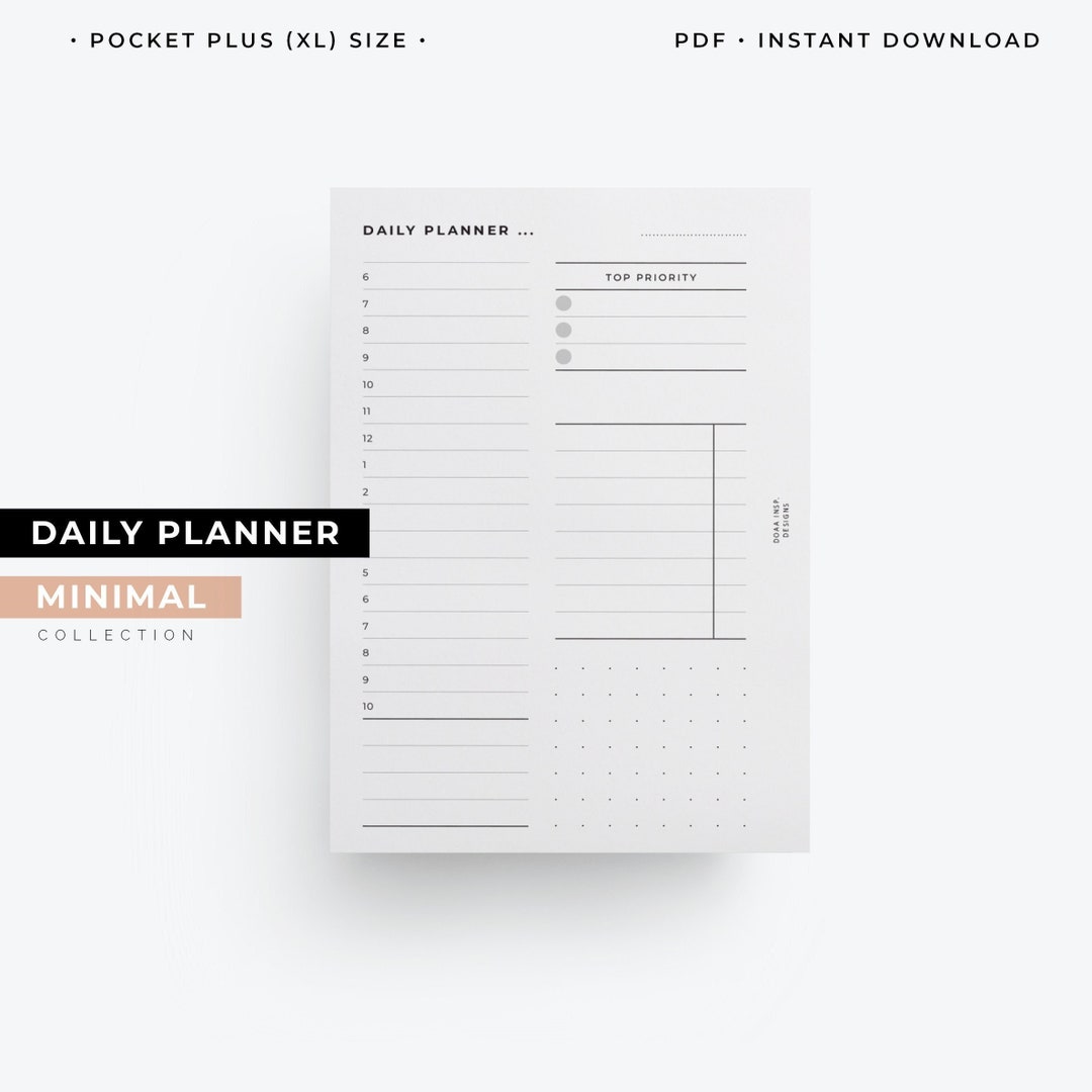 Pocket Plus Daily Planner Printable, Minimal Design (PDF) - Etsy