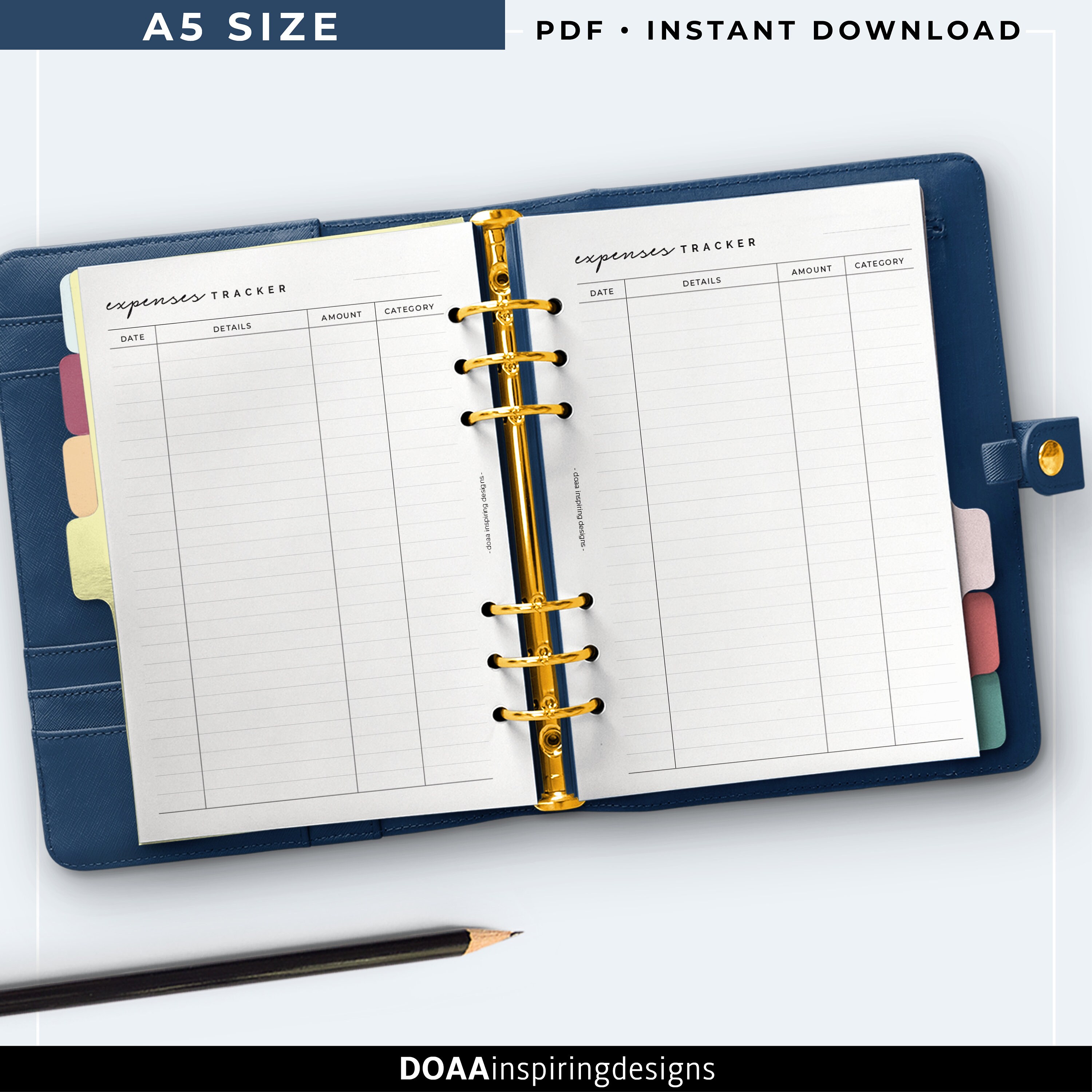 A5 expense tracker printable - klimkool