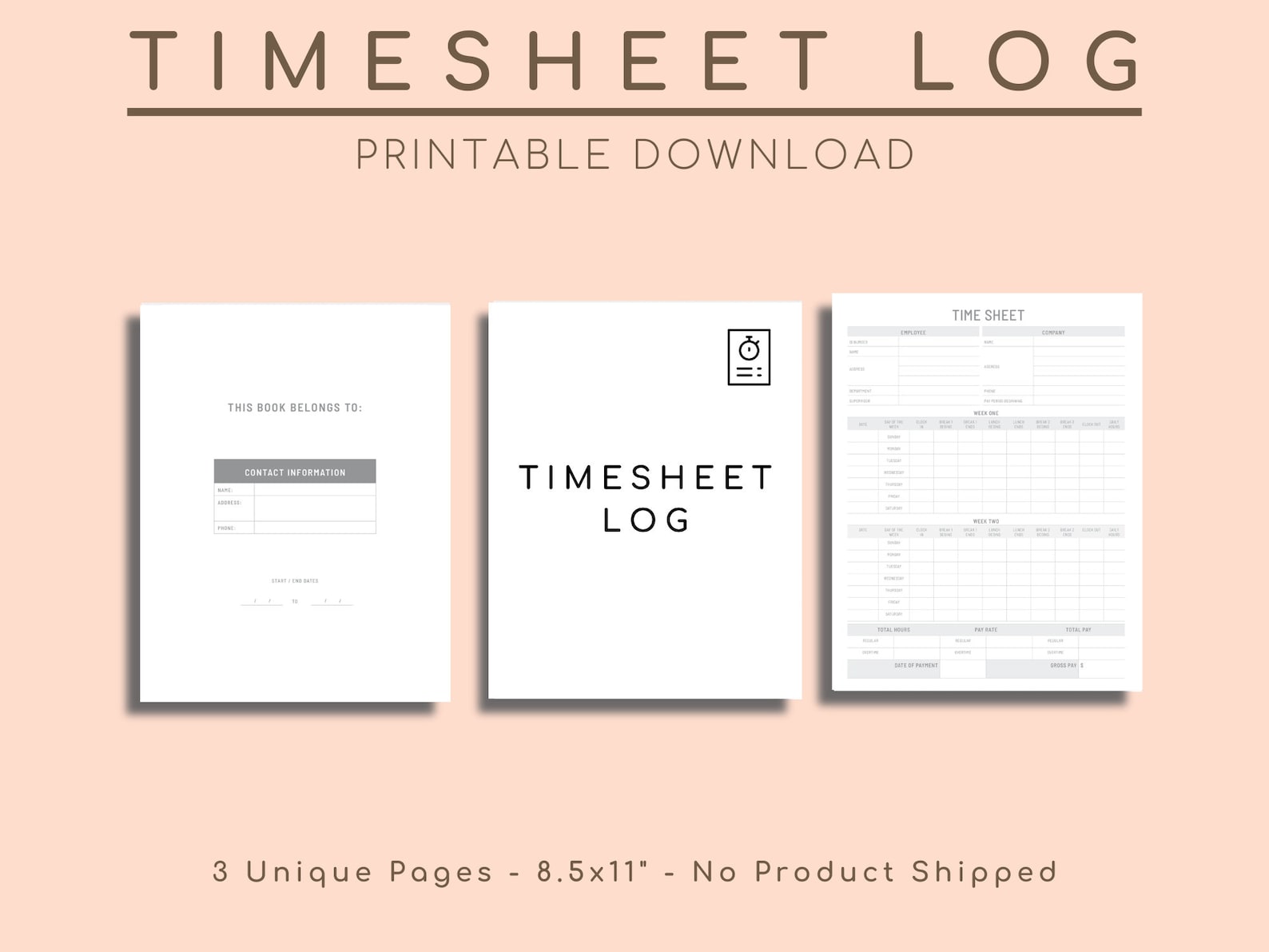 Timesheet Template, Time Management, Weekly and Daily Time Sheet ...