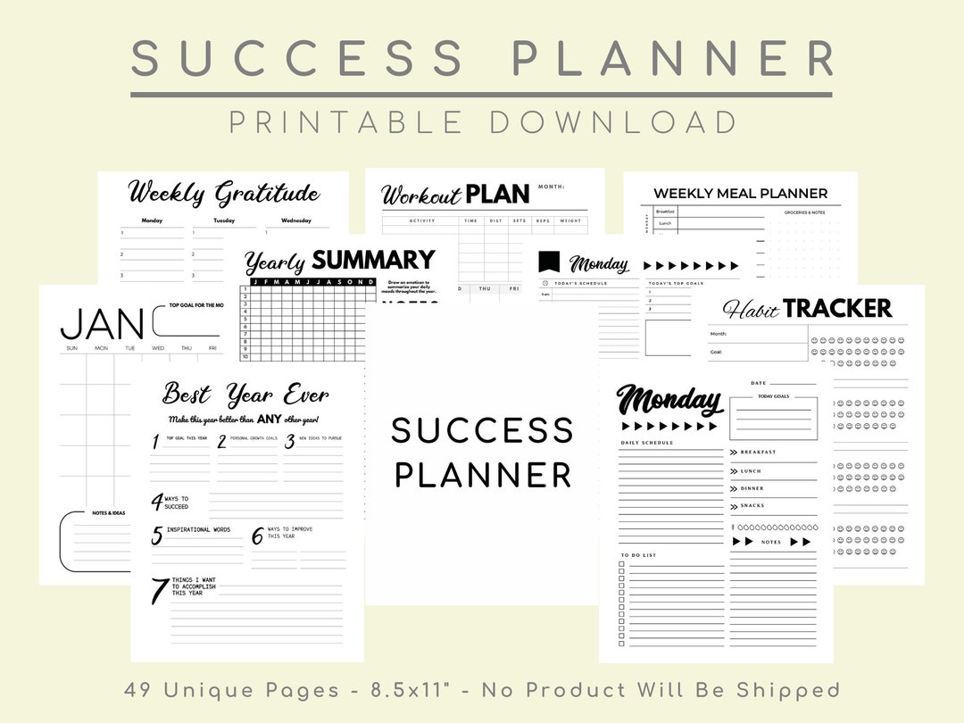 Success Planner, Goal Setter, Goal Planning, Success Tracker, Template ...