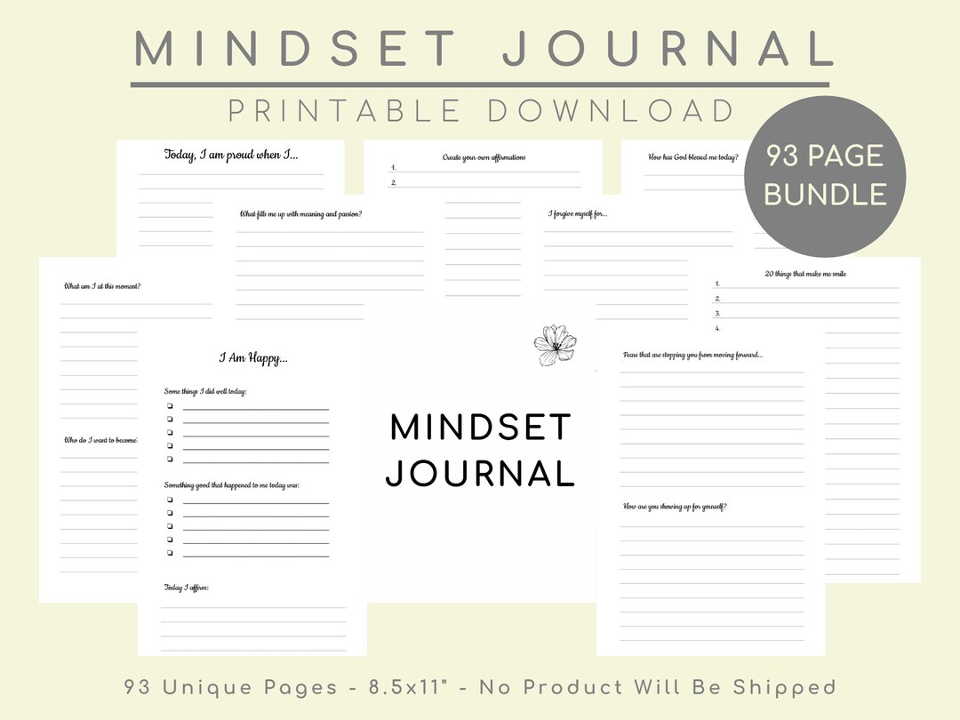 Mindset Journal, Daily Affirmation, Law of Attraction, Reflection ...