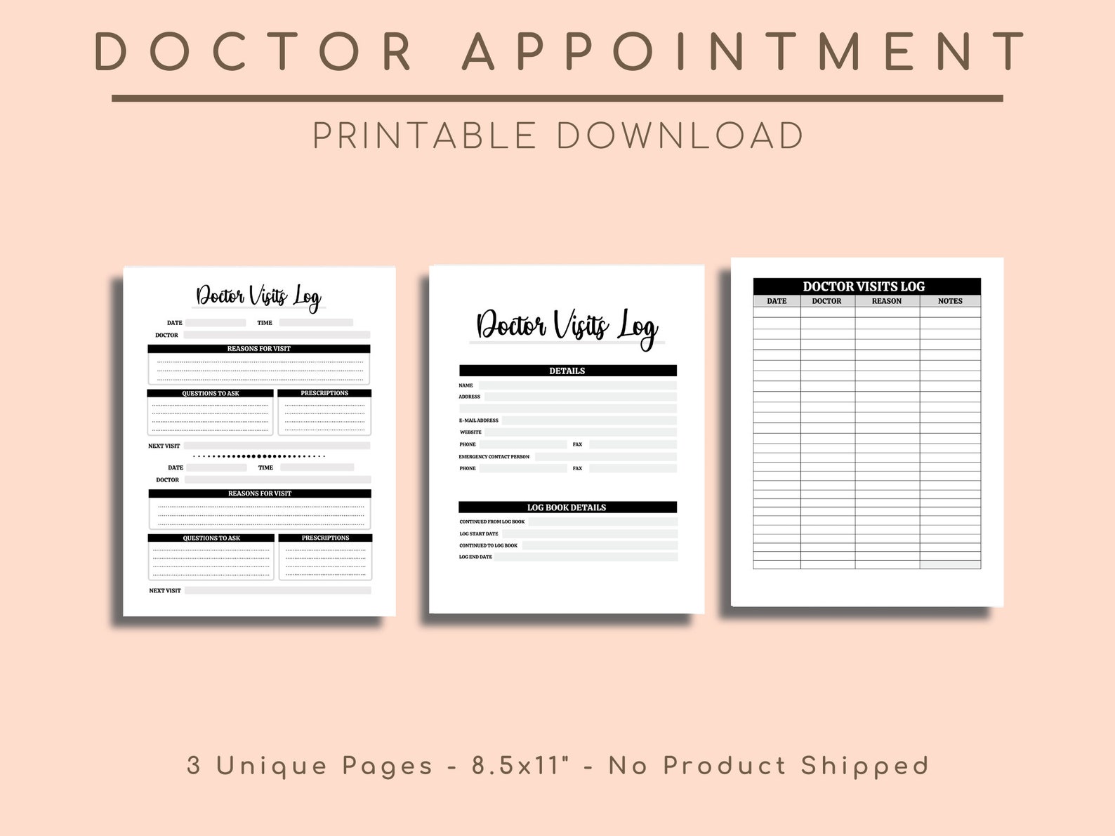Doctor Appointment Journal, Health Care Wellness Notes, Medical ...