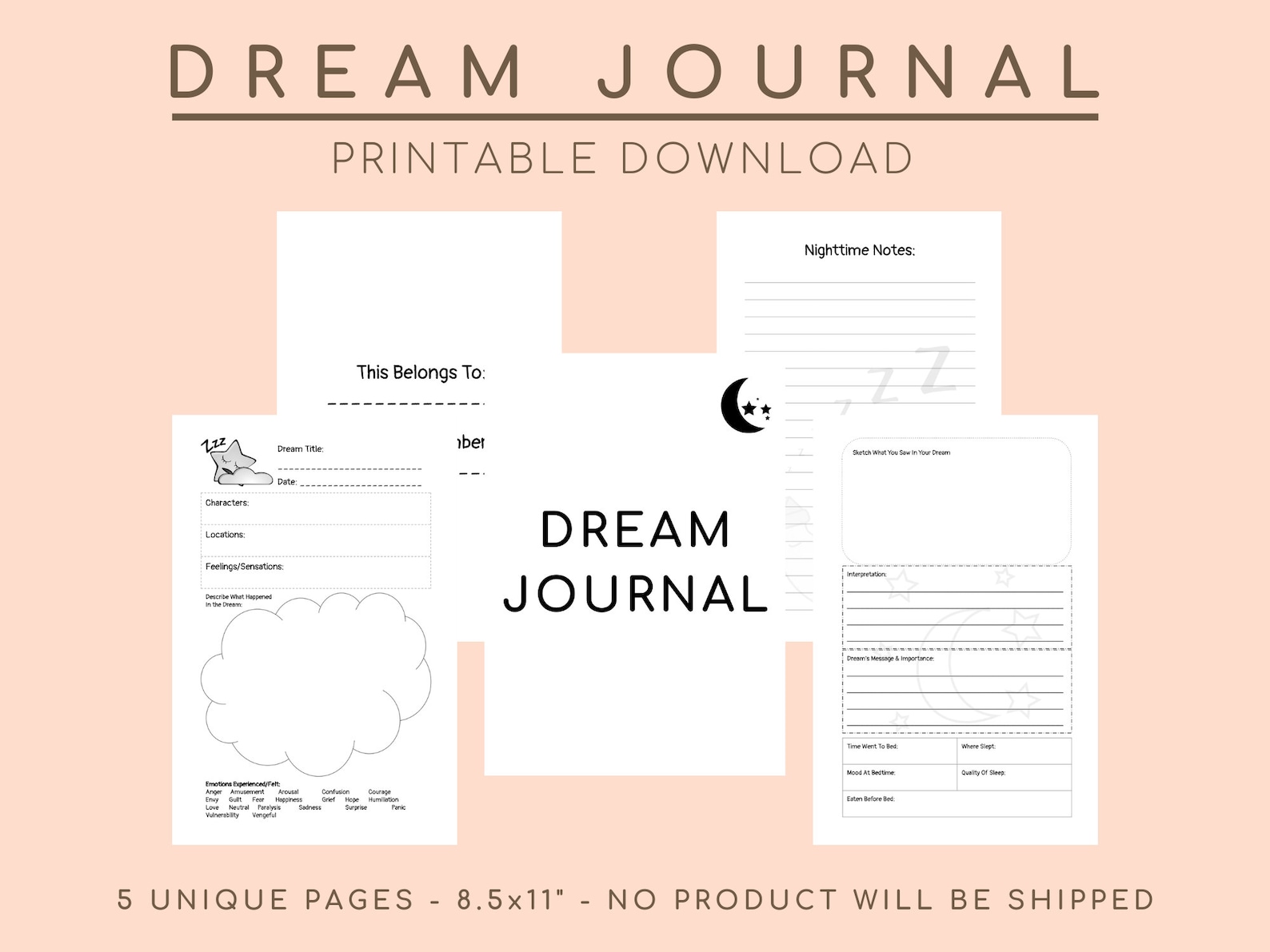 Dream Journal, Dream Interpretation, Diary, Sleep Log, Sleep Tracker ...