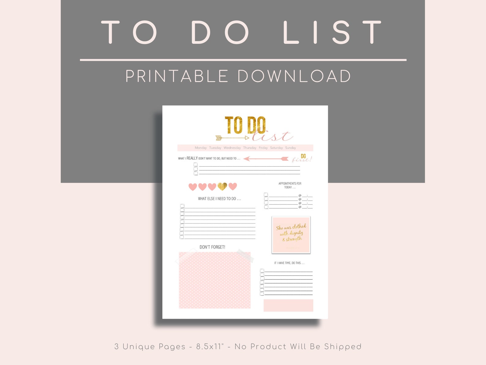 To Do List Template Task Manager Printable Day Organizer | Etsy