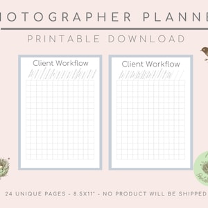 Photographer Planner Photography Book Photo Session Workflow | Etsy