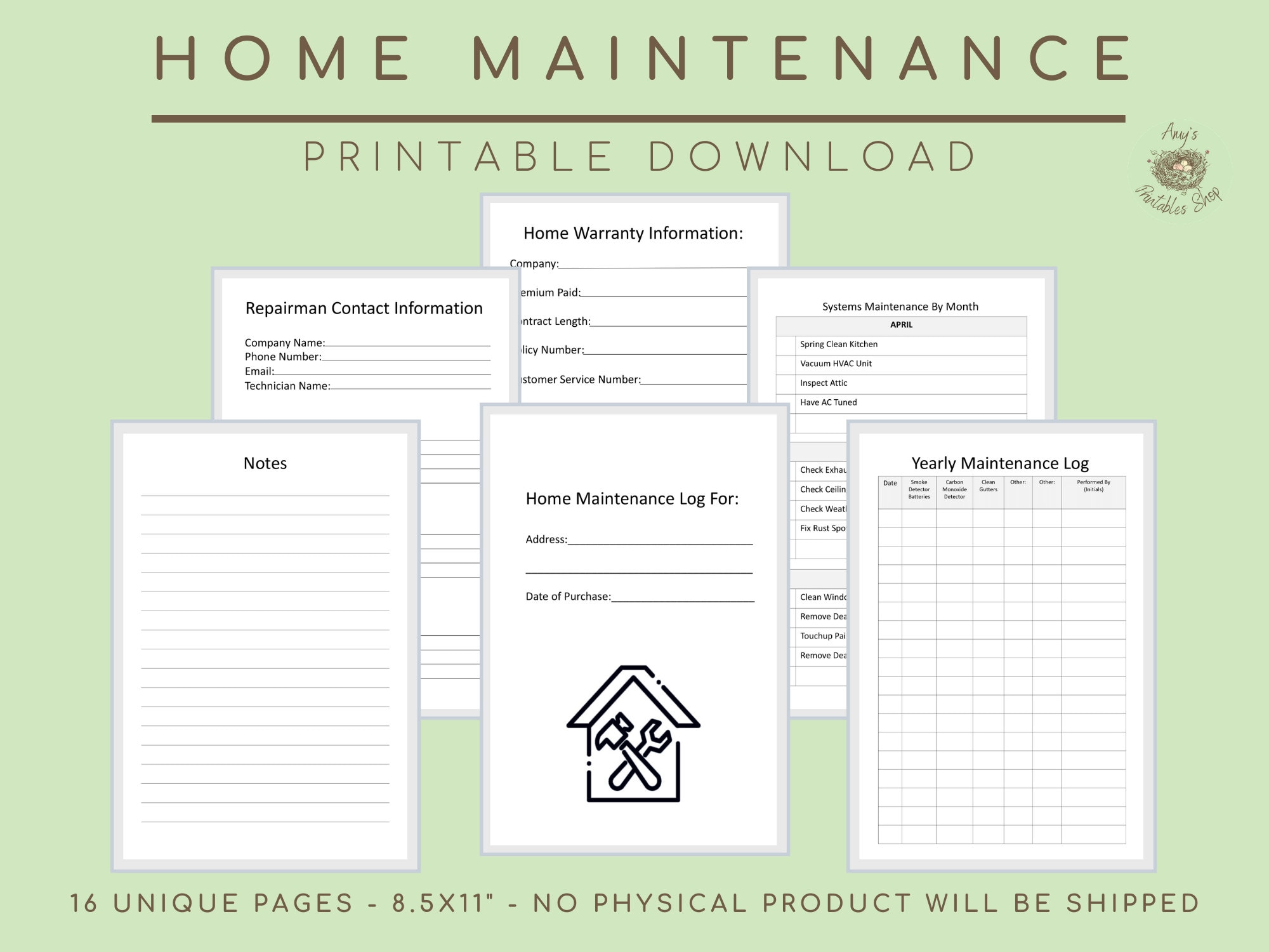 Home Maintenance Checklist Household Improvement Management - Etsy