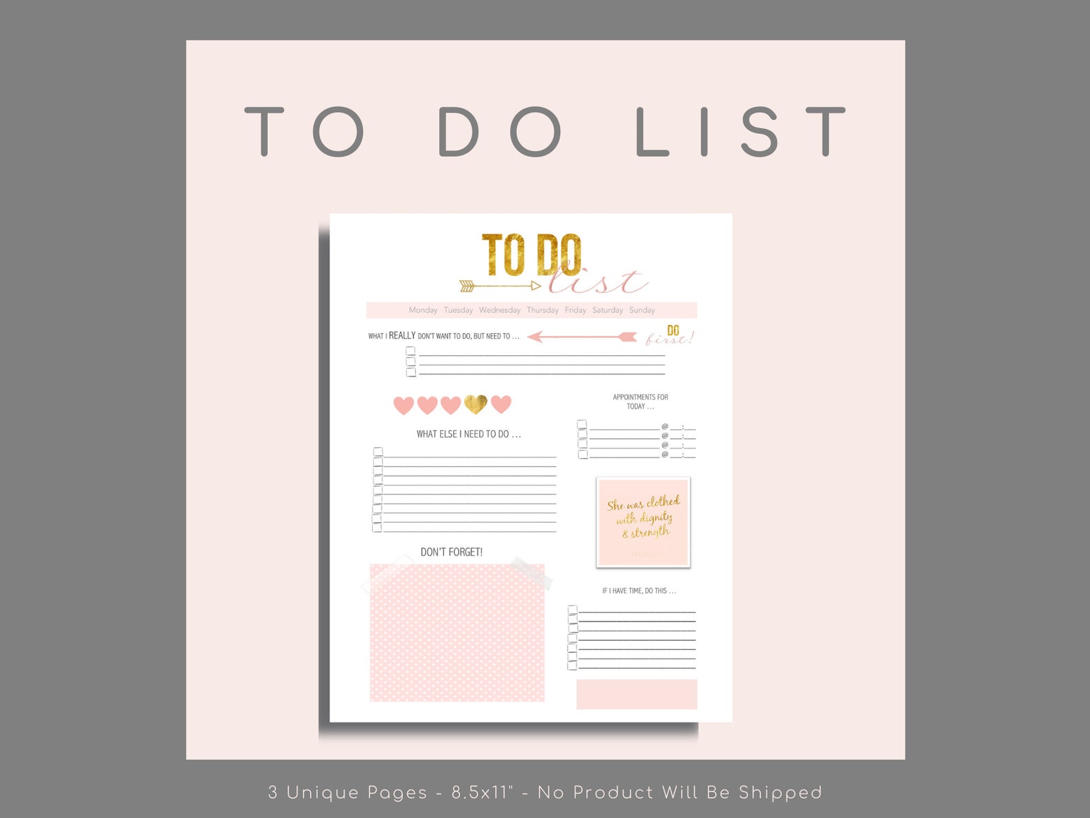 To Do List Template Task Manager Printable Day Organizer | Etsy