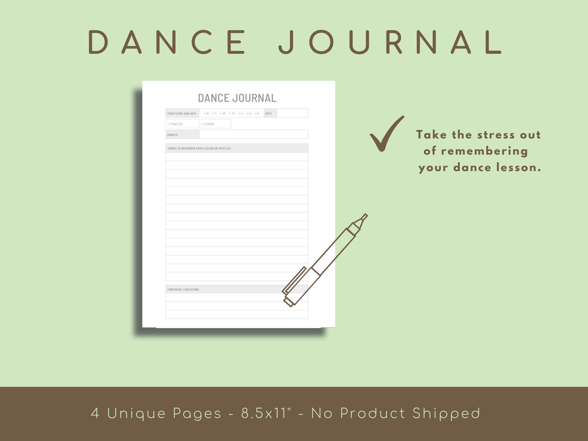 Dance Journal, Practice, Ballet Journal, Ballet Tracker, for Kids, Gift ...