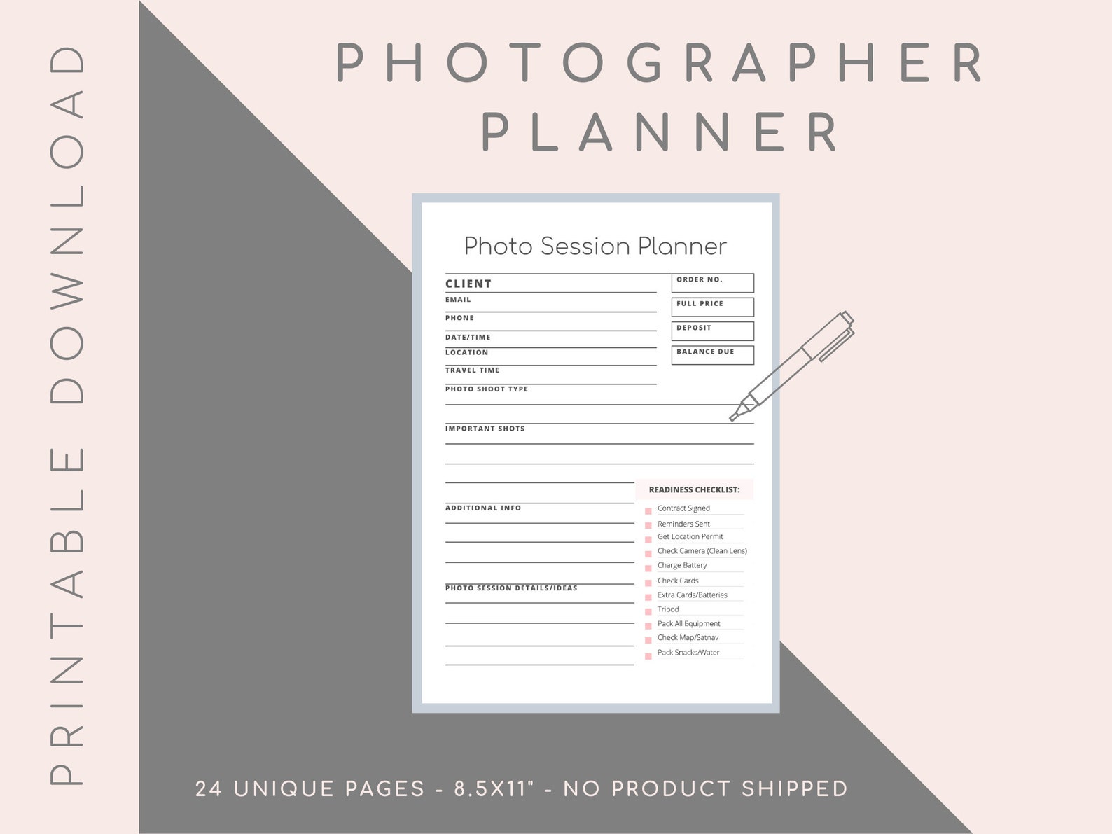 Photographer Planner, Photographers Plan, Photo Session Workflow Chart ...
