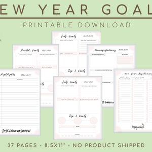 2022 New Year Goals Printable, Goal Planning, Resolutions , New Years ...