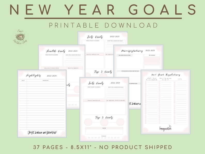 2022 New Year Goals Printable Goal Planning Resolutions - Etsy