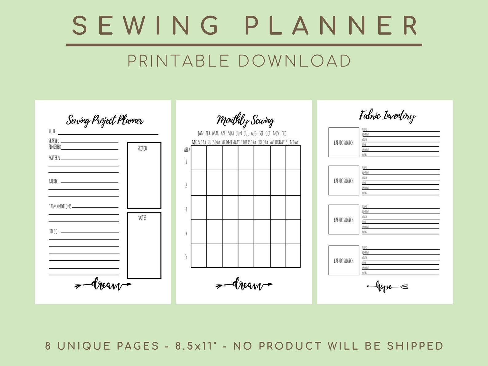 Sewing Planner Project Planner Craft Journal Fabric Design | Etsy
