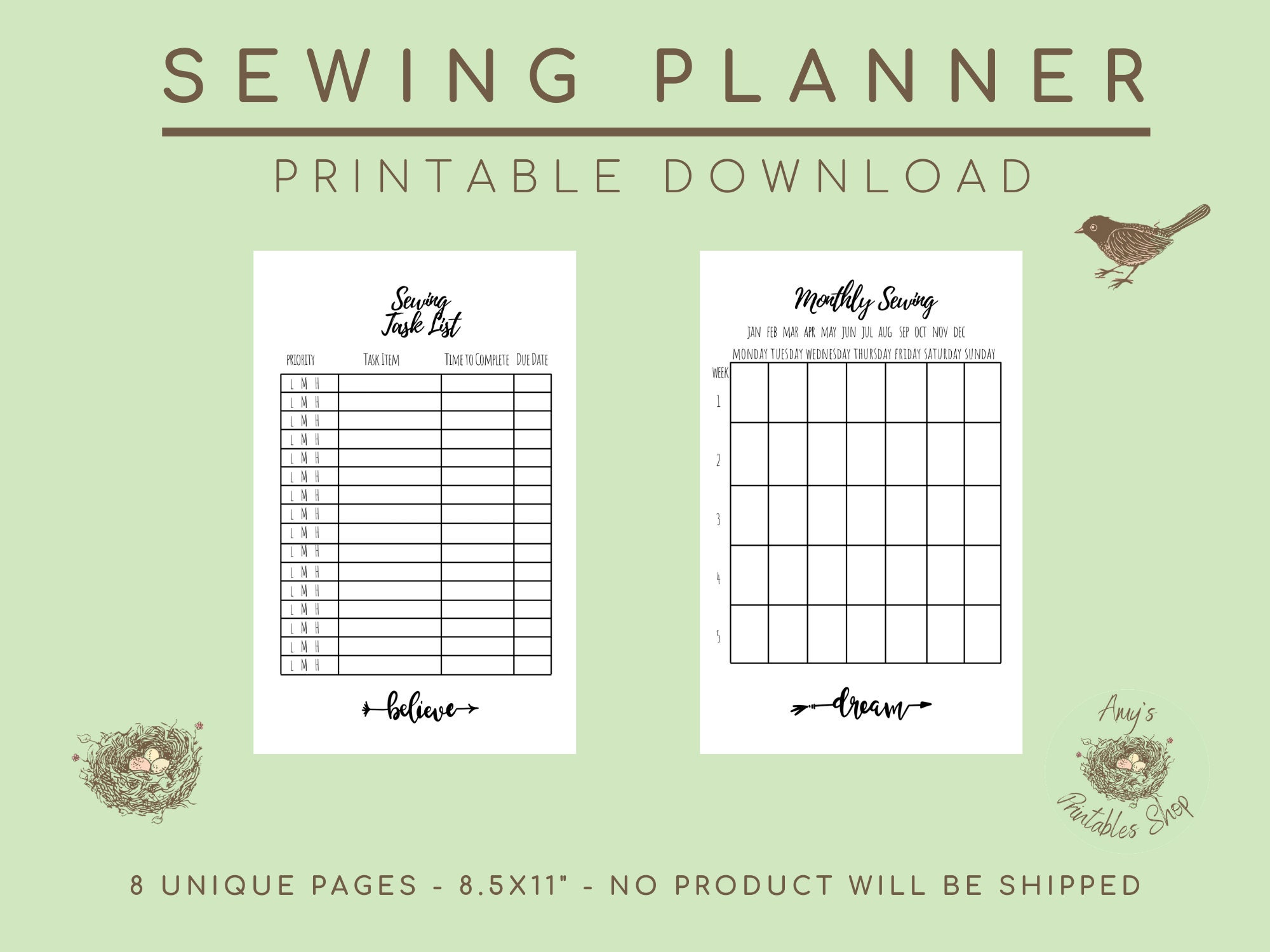 Sewing Planner Project Planner Craft Journal Fabric Design | Etsy