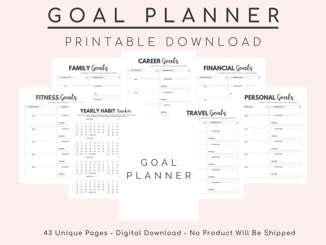 Goal Planner, Goal Setting Worksheet, Planner, Personal Tracker, New ...