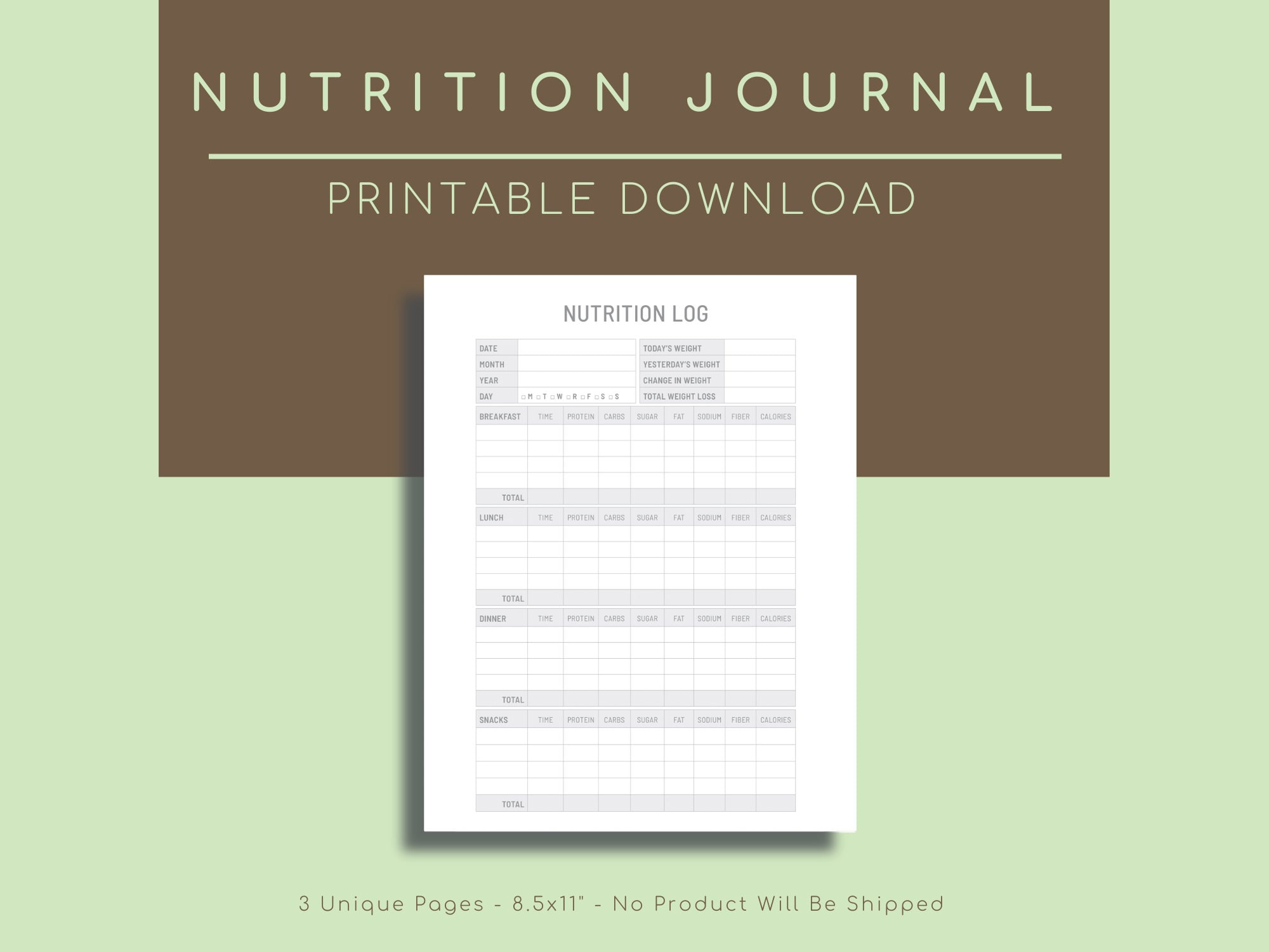 Nutrition Journal, Nutrition Facts Calculator, Food Chart Journal ...